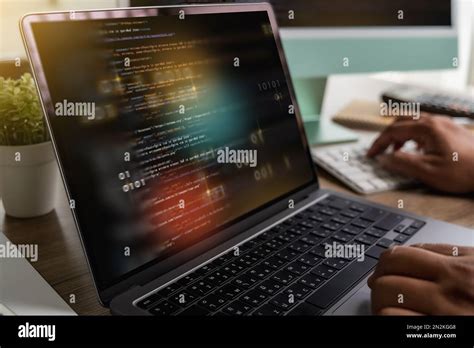 Software Engineer Working On A Laptop Website Application Development Technology Concepts Stock