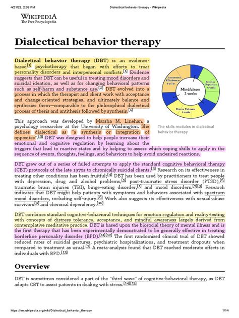 Dialectical Behavior Therapy Wikipedia Pdf Download Free Pdf