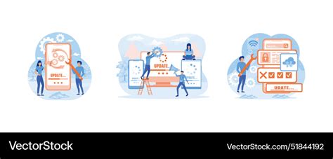 Software Update People For Mobile App Design Vector Image