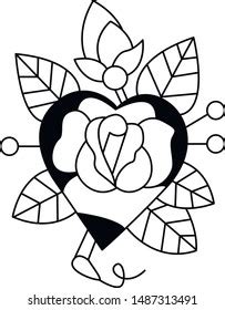 Old School Art Roses Flowers Stock Vector Royalty Free 1487313491