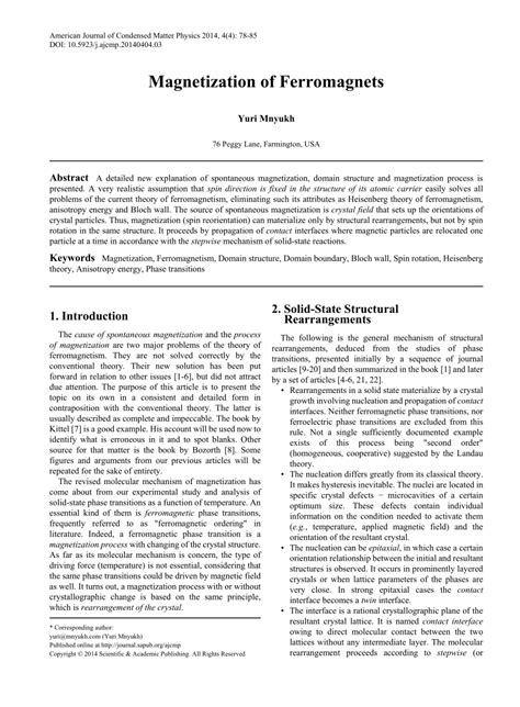 Pdf Magnetization Of Ferromagnets