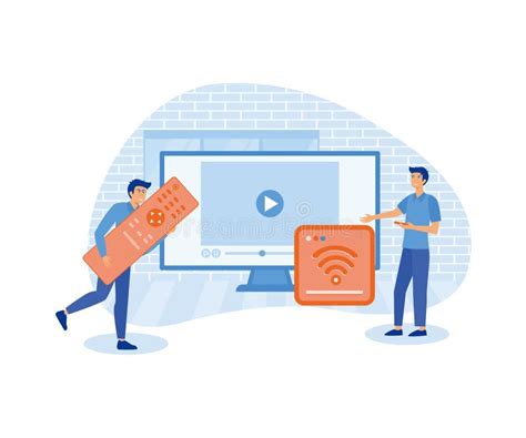 Tiny People Watch Video With Remote Control And Television Multimedia