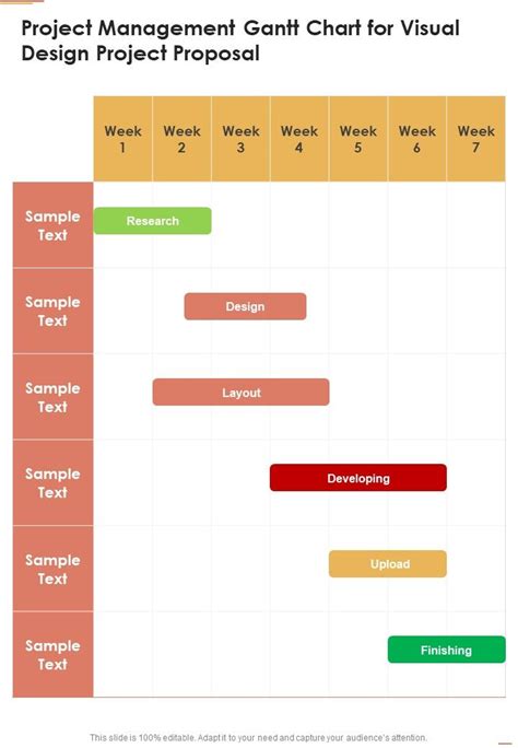 Project Management Gantt Chart For Visual Design Project Proposal One Pager Sample Example Document