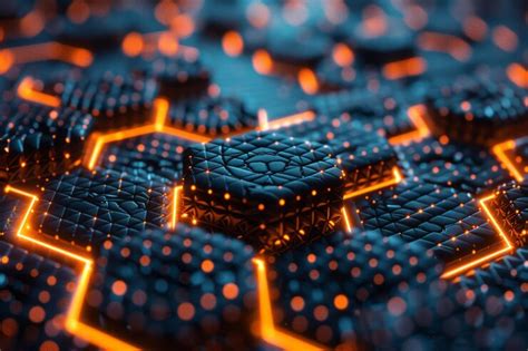 Premium Photo Abstract Isometric Hexagonal Grids With Technology Icons Creating A Cohesive Design