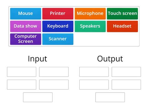 input and output devices group sort