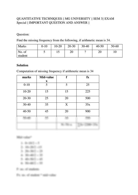 SOLUTION Quantitative Techniques Studypool