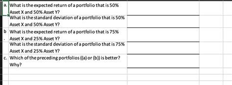 Solved The Two Assets X And Y Whose Returns Are Shown In