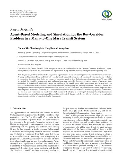 Pdf Agent Based Modeling And Simulation For The Bus Corridor Problem