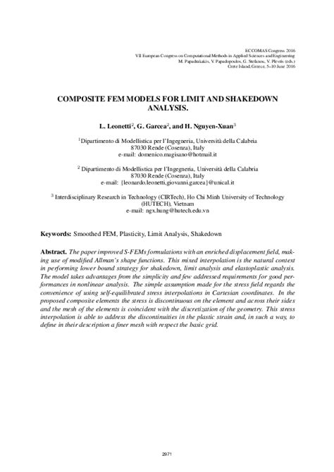 pdf composite fem models for limit and shakedown analysis giovanni