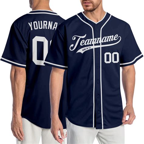 Custom Navy Baseball Jersey White Authentic Fansidea