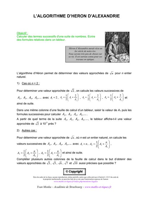 L`algorithme D`heron D`alexandrie