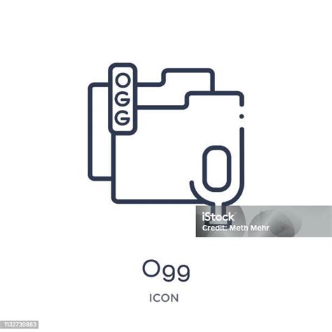 파일 형식 개요 모음에서 선형 Ogg 아이콘입니다 얇은 라인 Ogg 벡터 흰색 배경에 고립입니다 Ogg 유행 삽화 0명에 대한