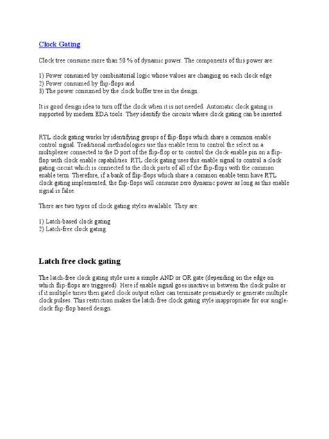 Reducing Dynamic Power Consumption Through Automatic Clock Gating Techniques Pdf Digital