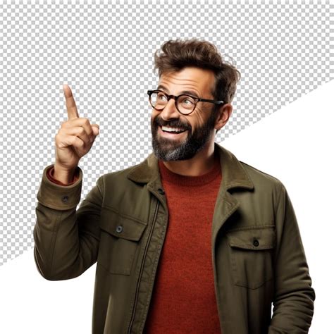 Premium Psd A Man With Glasses Is Pointing At A Sign That Says He Is