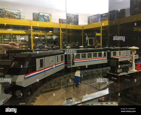 Lego Train Display Detailed Model Featuring Various Lego Train Sets