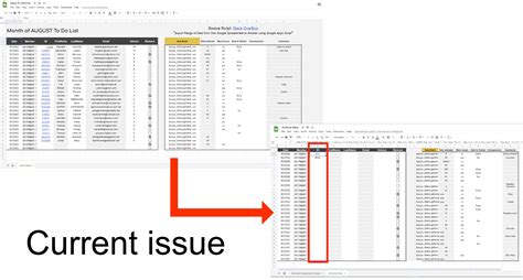 Javascript How To Correct Format Issue Exporting Data From One Google Spreadsheet To Another