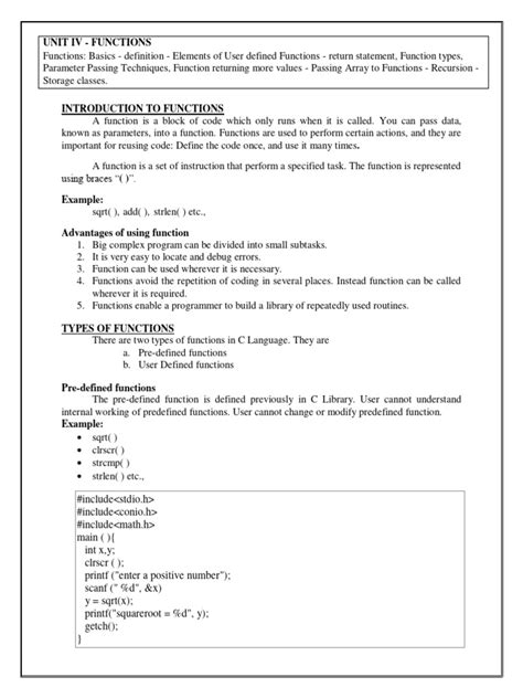 Unit Iv Pdf Parameter Computer Programming Integer Computer