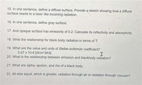 Solved In One Sentence Define A Diffuse Surface Provide A