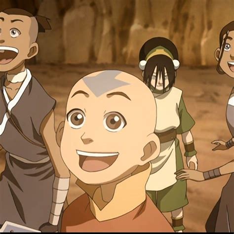 Avatar Aang Katara Sokka And Toph Beifong Seeing Appa Fly Down To Help Them Aang Avatar