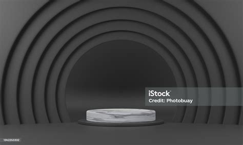 대리석 원 연단 반원형 링은 검은 색 톤의 둘러싸여 있습니다 0명에 대한 스톡 사진 및 기타 이미지 0명 3차원 형태 강단 Istock