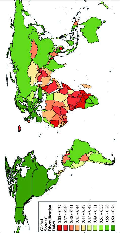 World Map Of Average Global Sectorial Diversification Index Download Scientific Diagram
