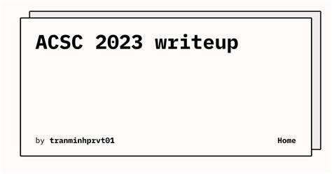 Acsc 2023 Writeup Home