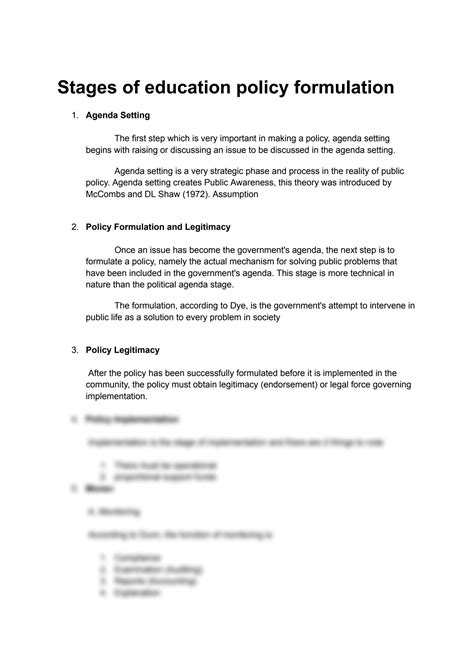 Solution Stages Of Education Policy Formulation Studypool