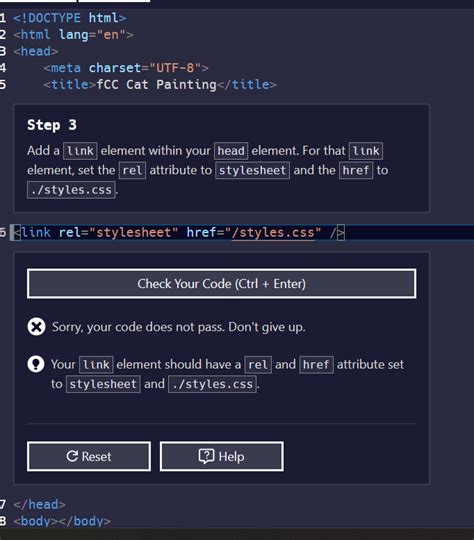 ERROR In STEP Learn Intermediate CSS By Building A Cat Painting Step HTML CSS The