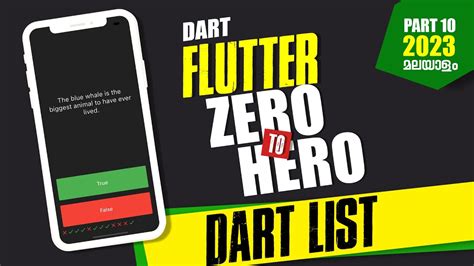 Creating A Quiz App With Flutter Learn Dart List Part 2 Malayalam Youtube