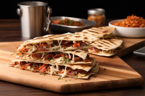 A Flatbread Pizza Cut Into Slices On A Board With A Pizza Roller Beside