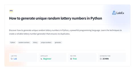How To Generate Unique Random Lottery Numbers In Python Labex