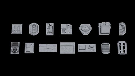 3d Model Sci Fi Kitbash Star Wars Props Details Plates Vr Ar Low