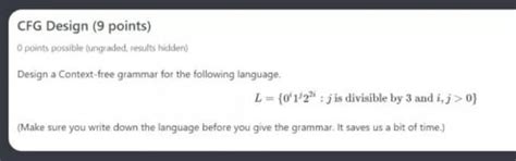 Solved CFG Design Points Points Possible Ungraded Chegg Com