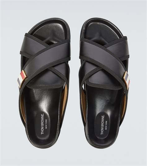 Thom Browne 4 Bar Embellished Leather Sandals Thom Browne