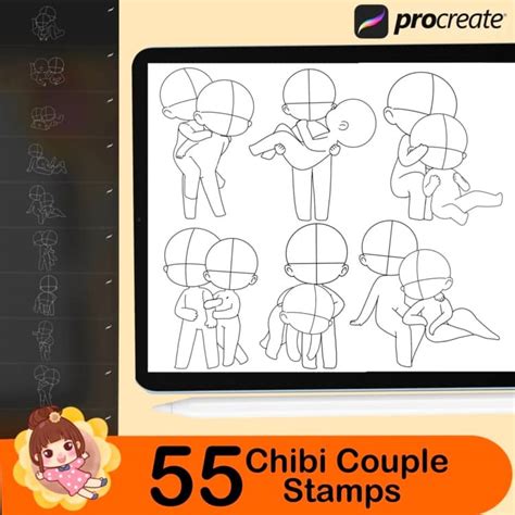 170 Procreate Chibi Couple Stampprocreate Chibi Poses Stampscouple