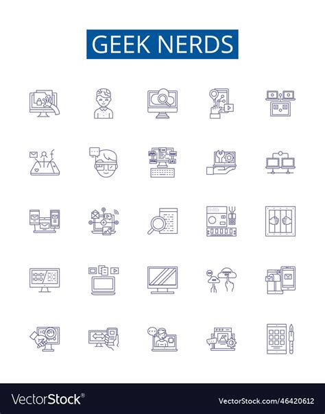 Geek Nerds Line Icons Signs Set Design Collection Vector Image