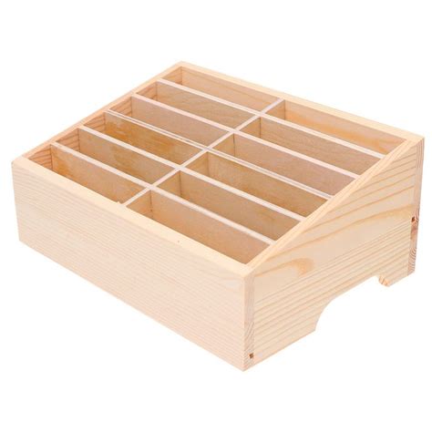 Sewacc Cell Phone Caddy Phone Storage Box Cell Phone Storage Box 12 Grid Wooden Mobile Phone