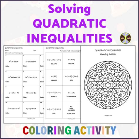 Solving Quadratic Inequalities With One Variable Color By Code