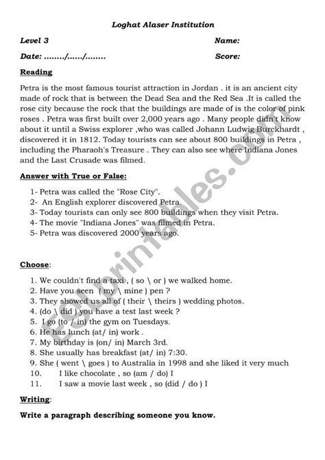 General Test Esl Worksheet By Mayszakia