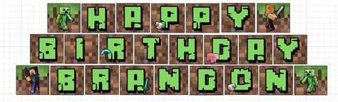 Minecraft Printable Happy Birthday Banner Custom Minecraft Legend Game
