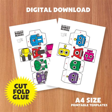 Diy Printable Robot Blocks Craft Mix And Match Robot Craft