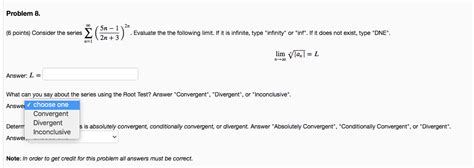 solved problem 8 6 points consider the series È n }