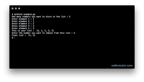 Python Program To Remove All Occurrence Of A Value From A List Codevscolor