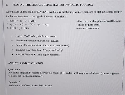 Solved PLOTING THE SIGNALS USING MATLAB SYMBOLIC TOOLBOX Chegg