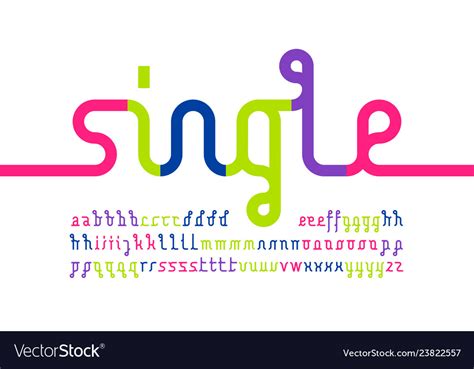 Colorful One Line Font Alphabet Typography Poster