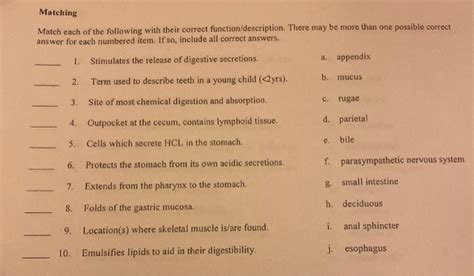 Solved Matching Match Each Of The Following With Their