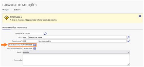 Como Faço Para Alterar A Data De Uma Medição No Momento Da Inclusão Sienge Plataforma