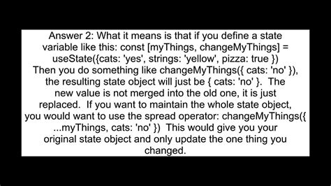 Do I Need To Use The Spread Operator When Using Usestate Hook On Object When Updating Youtube