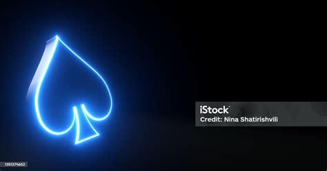 현대 블랙과 네온 블루 카드 스페이드 기호 3d 일러스트 0명에 대한 스톡 사진 및 기타 이미지 0명 3차원 형태 가능성 Istock