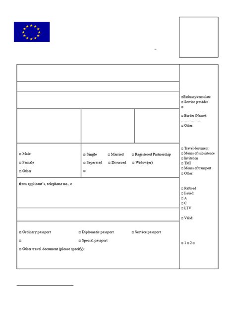 Appication Form Pdf Travel Visa European Economic Area